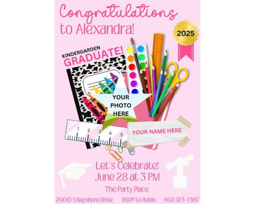 Pink Girls Graduation Party Invitation | ANY GRADE | Graduation Party ...