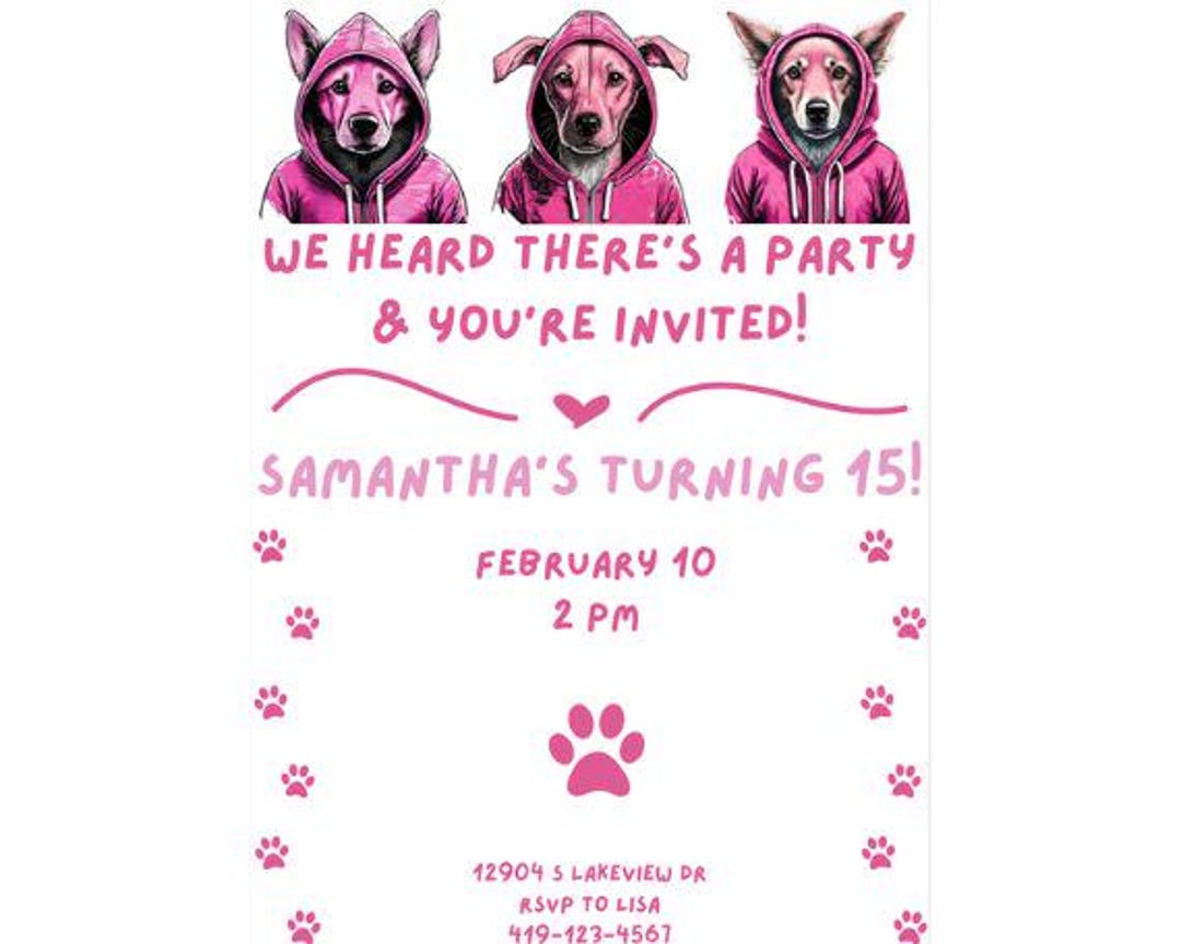 Dog Themed Birthday Invitations | Dog Theme Party Invitations | Dog ...