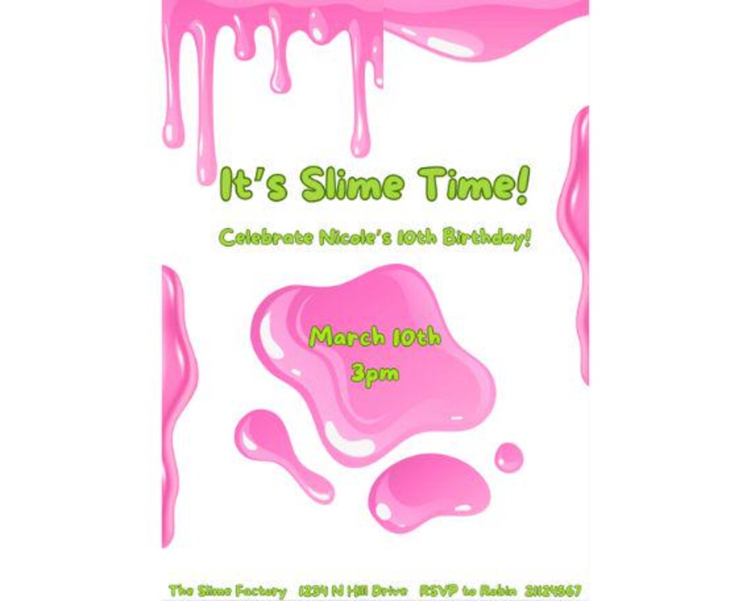 Girl's Slime Party Invites | Slime Birthday Party Invitation for Girls ...