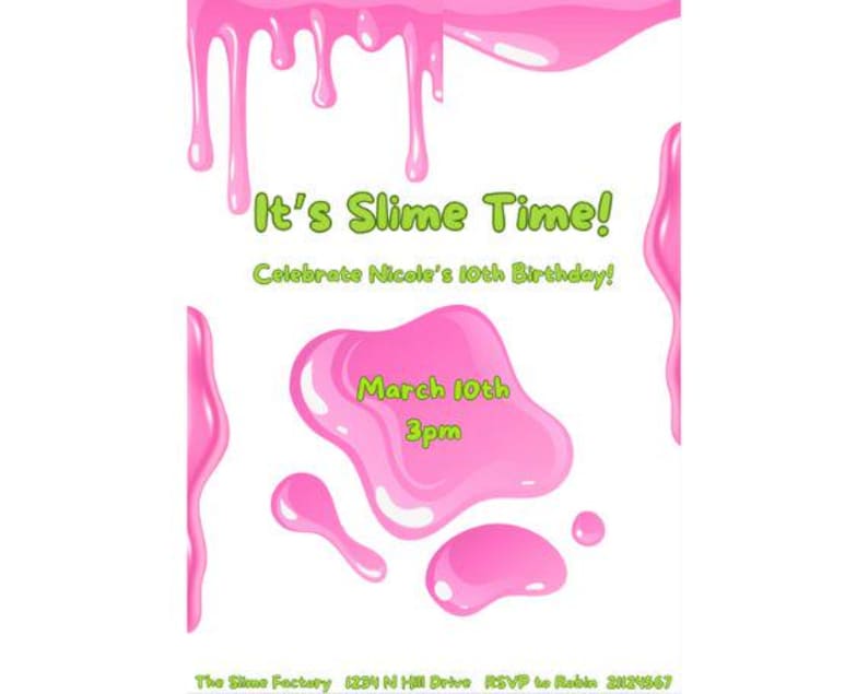 Girl's Slime Party Invites | Slime Birthday Party Invitation for Girls ...