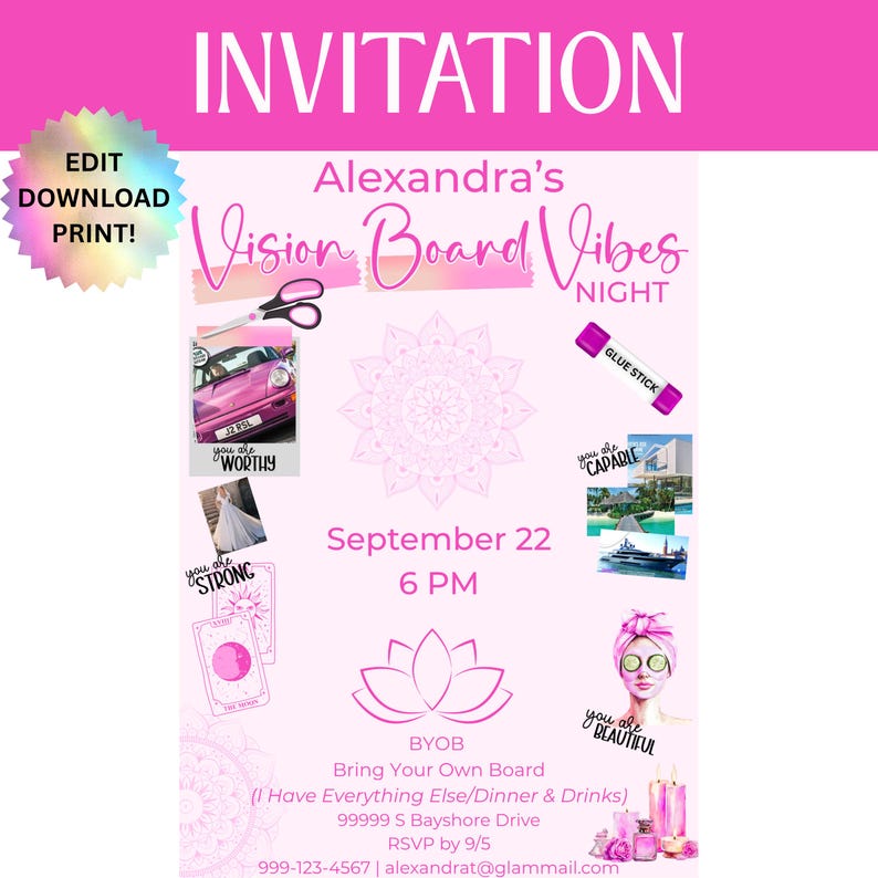 Vision Board Party Printable Bundle | Vision Board Party Pack | Vision ...
