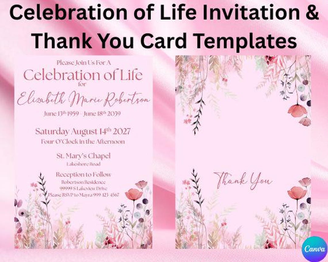 Celebration of Life Template |celebration of Life Invitation | Digital ...