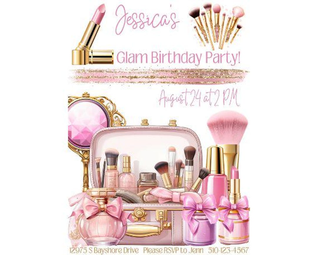 Makeover Birthday Invitation | Glam Party Invitation | Makeover Party ...