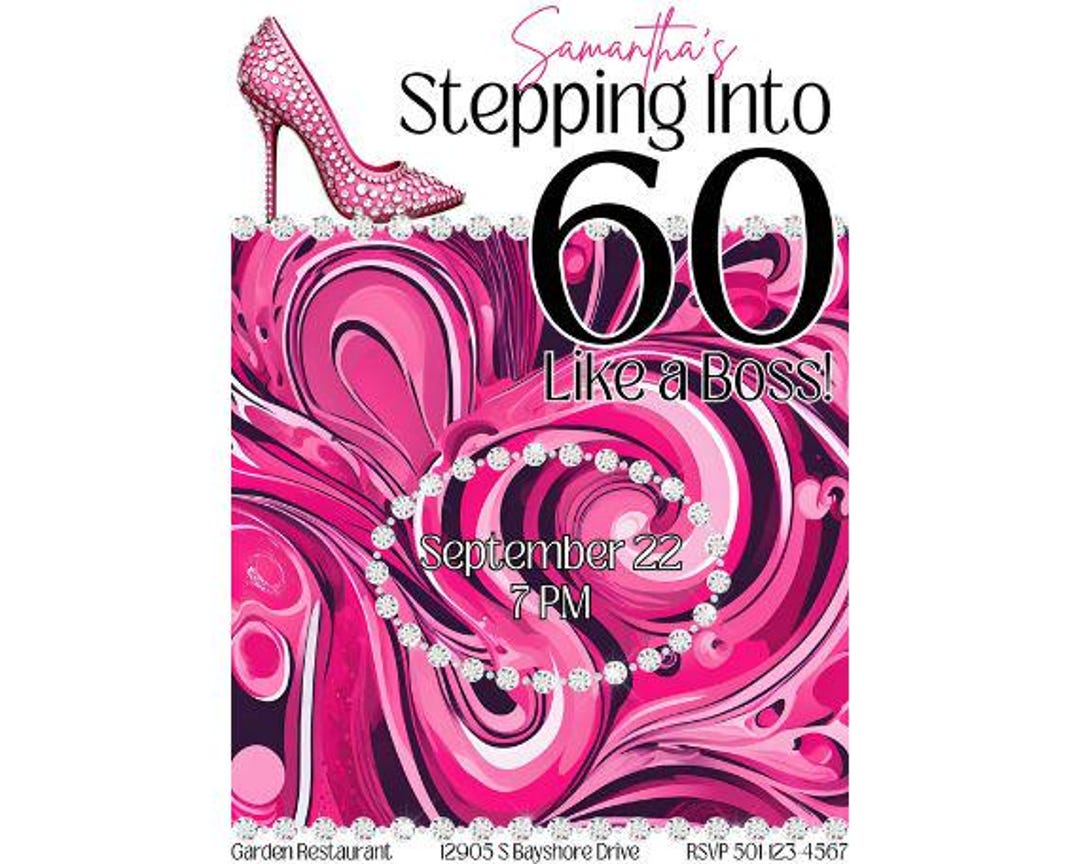 Stepping Into My 60th Birthday | 60th Invitation for Women | 60th ...
