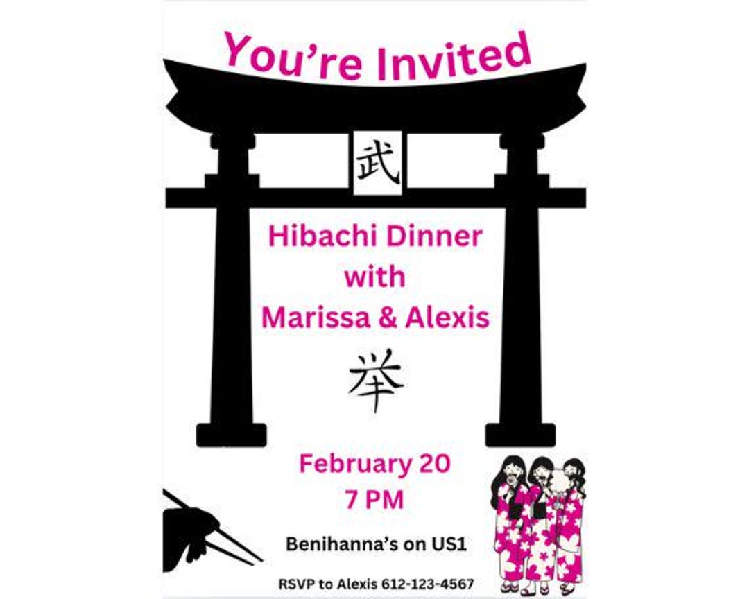 Hibachi Dinner Invitation | Hibachi Party Invite | Hibachi Birthday ...