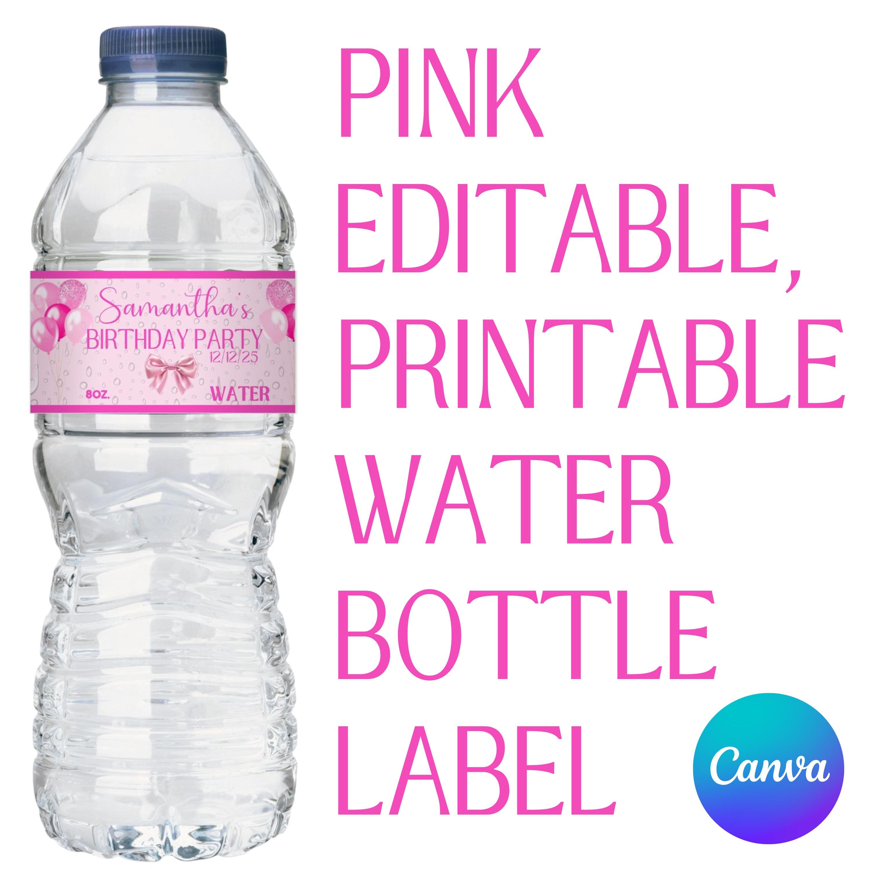 Pink Water Bottle Label | Girls Water Bottle Labels | Birthday Water ...