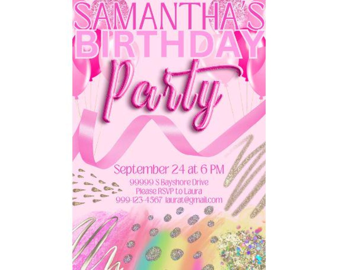 Creative Birthday Invitation | Pink Party Invitation | Pink Invites ...