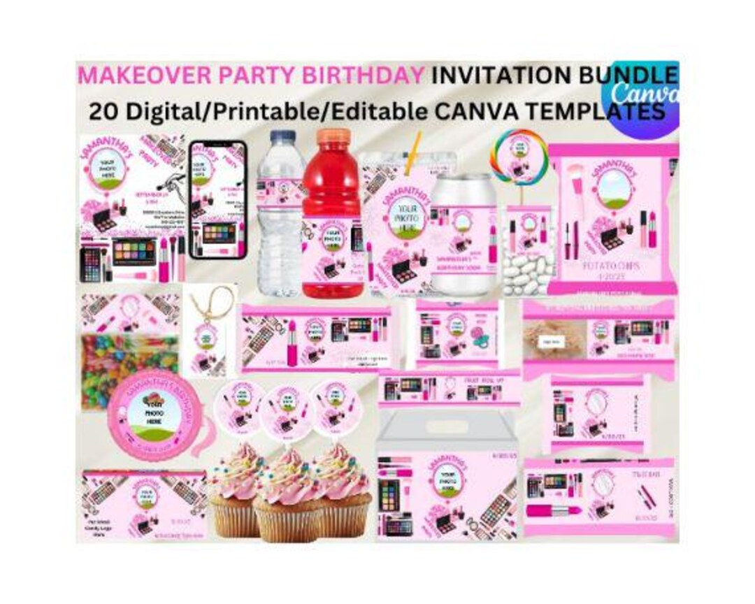Makeover Birthday Invitation Bundle | Glam Party Invitation | Makeover ...
