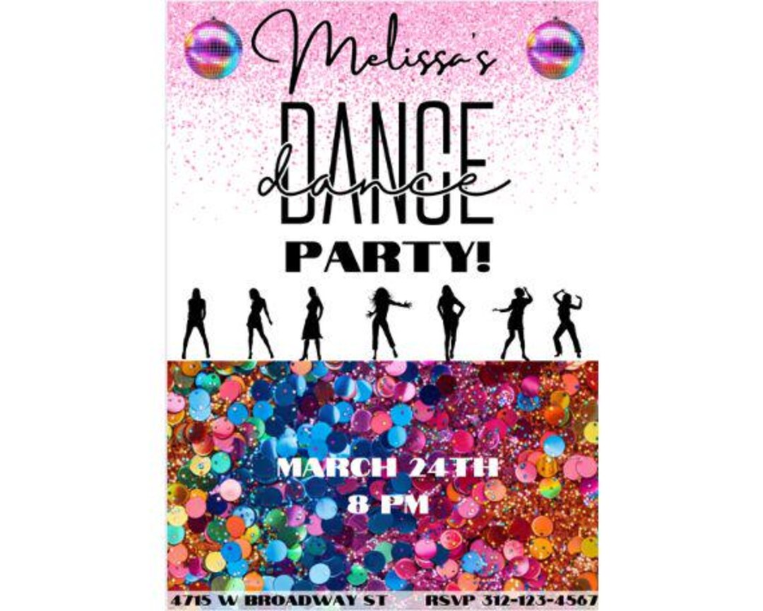 Dance Party Invites | Dance Party Invitation | Dance Birthday Party ...