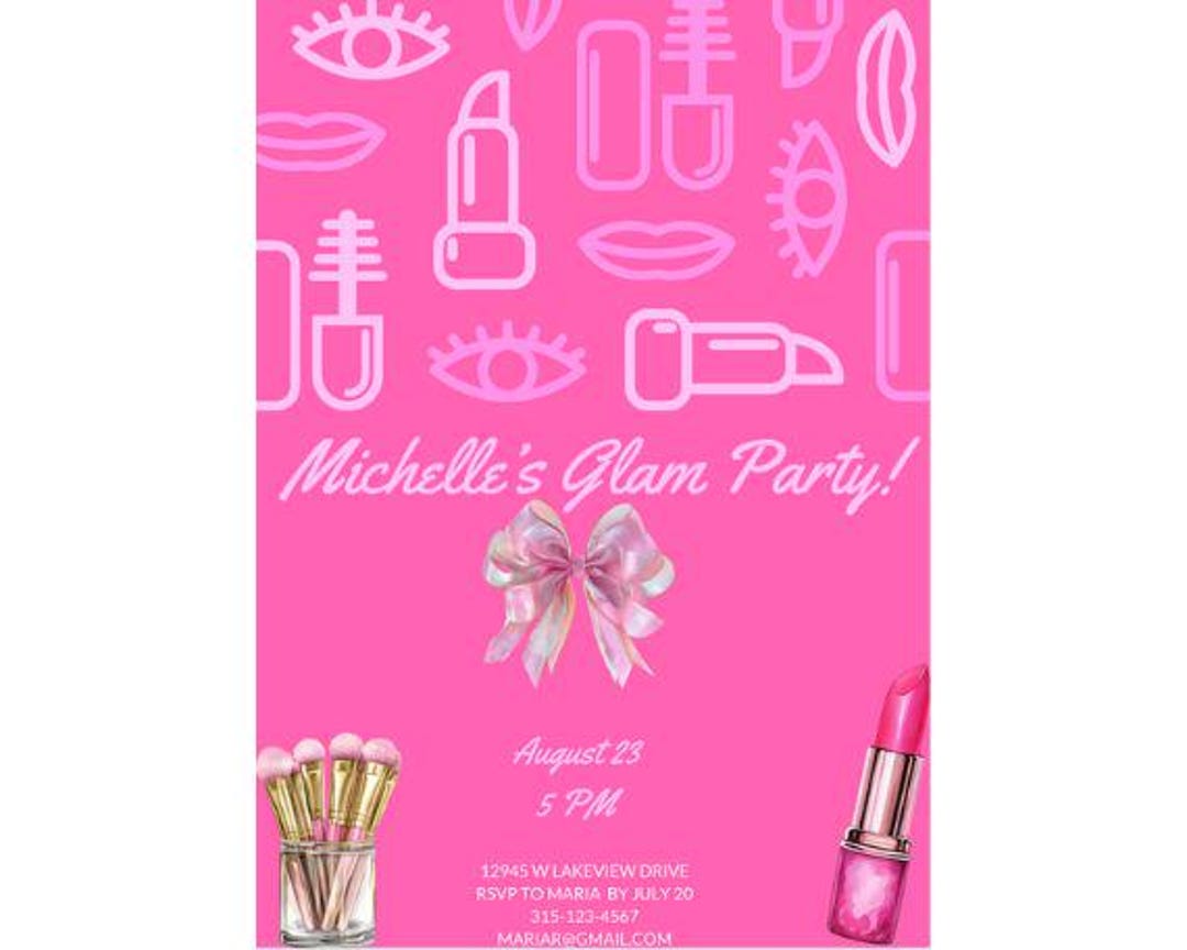 Makeover Birthday Invitation |glam Party Invitation | Makeover Party ...