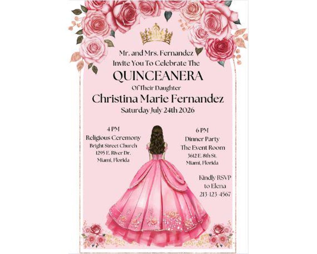 Pink Qunice Invitations | Quinceanera Invitations Pink | Quince ...