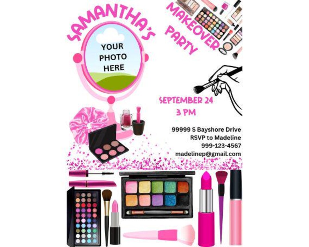 Makeover Party Invitation | Glam Party Invitation | Makeover Birthday ...