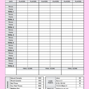Canasta Night Invitation & Score Sheet | Pink Canasta Set | Canasta ...