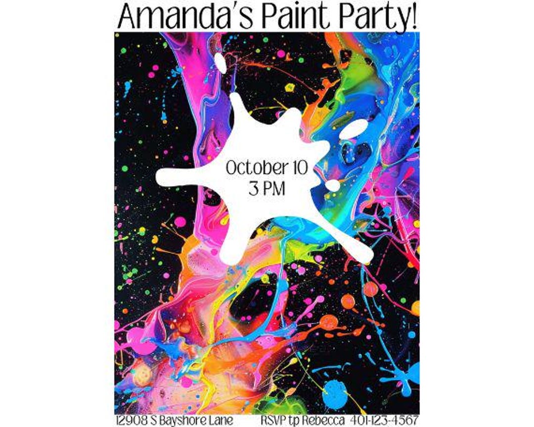 Paint Splatter Party Invite | Painting Party Invitation | Art Party ...