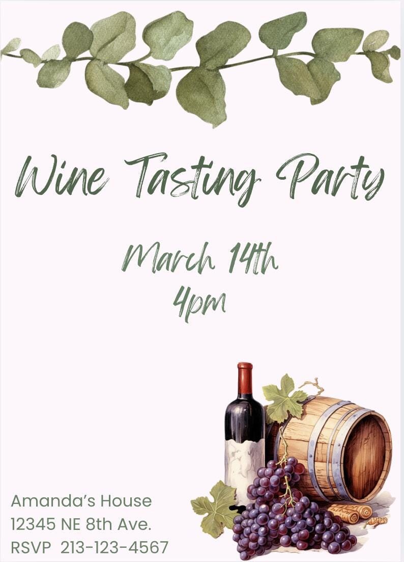 Wine Tasting Invite | Wine Tasting Party Invitation | Tasting Party ...
