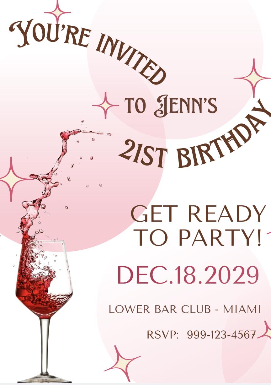 21 Birthday Invitation | Pink Birthday Invitation | Birthday ...