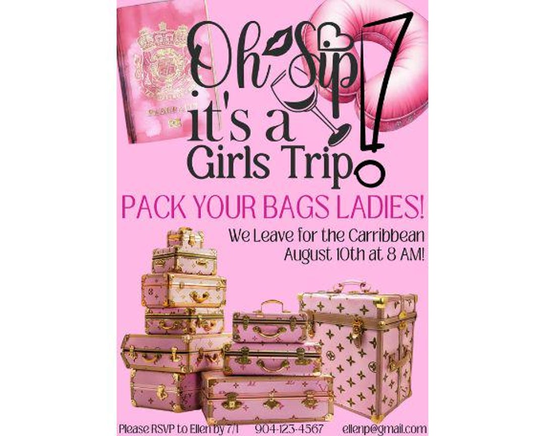 Pink Girls Trip Invite | Girls Trip Invitation | Girls Weekend Trip ...