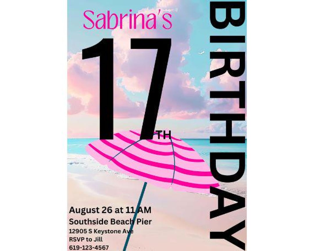 Beach Themed Birthday Invites | Beach Party Invitations | Beach Invites ...