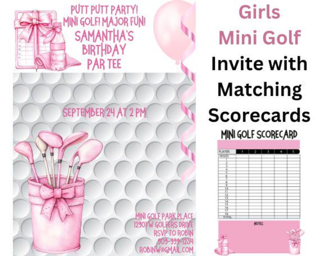 Mini Golf Birthday Invite | Mini Golf Party Invite | Printable ...