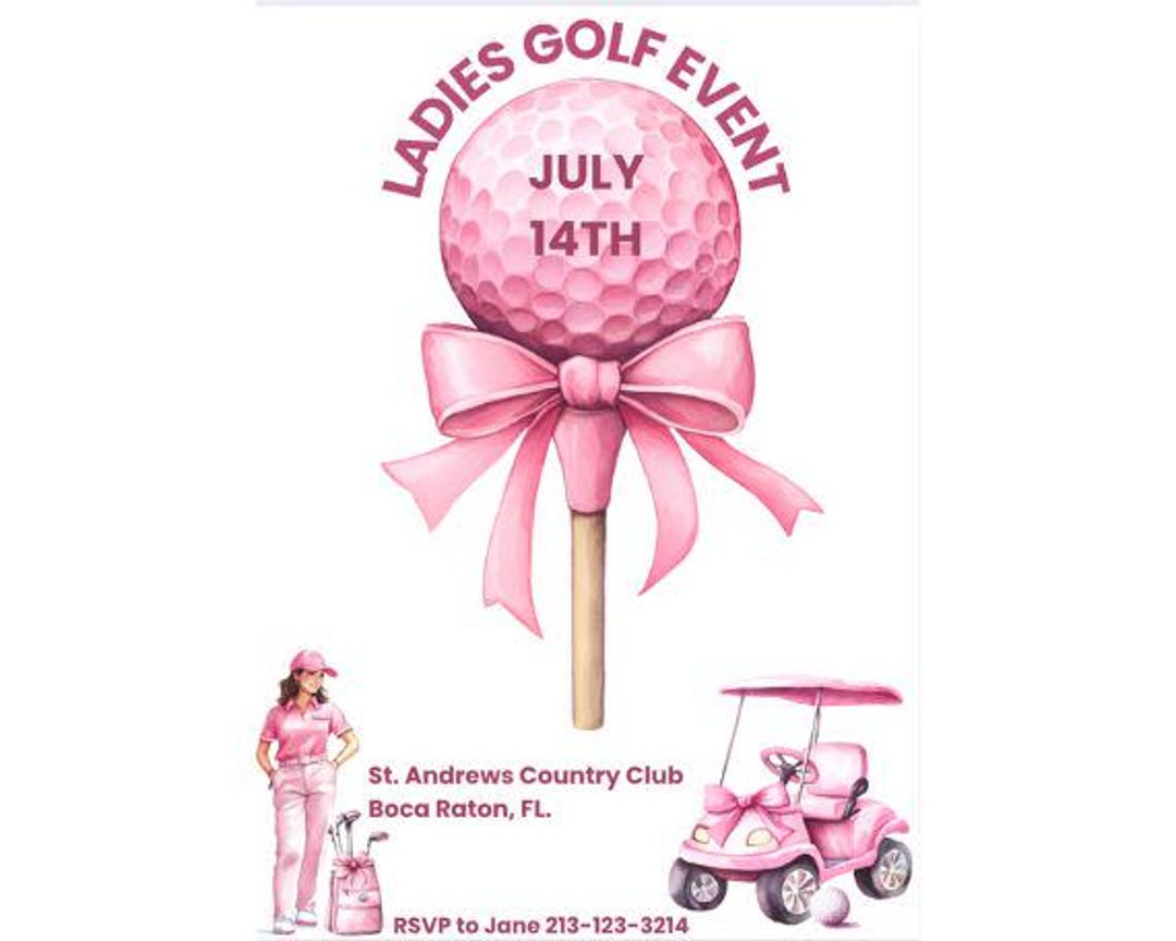 Women's Golf Invitations | Girl Golf Invitation | Girl Golf Party ...