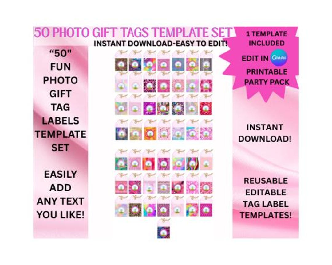 50 Photo Gift Tag Templates | Editable Printable Tags With Picture ...