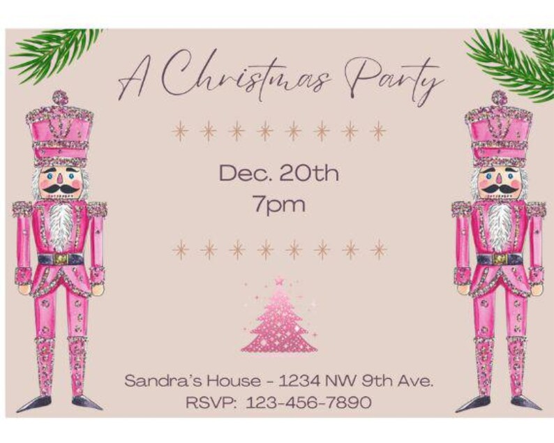 Pink Christmas Invitations | Canva Editable Invitations | Editable ...