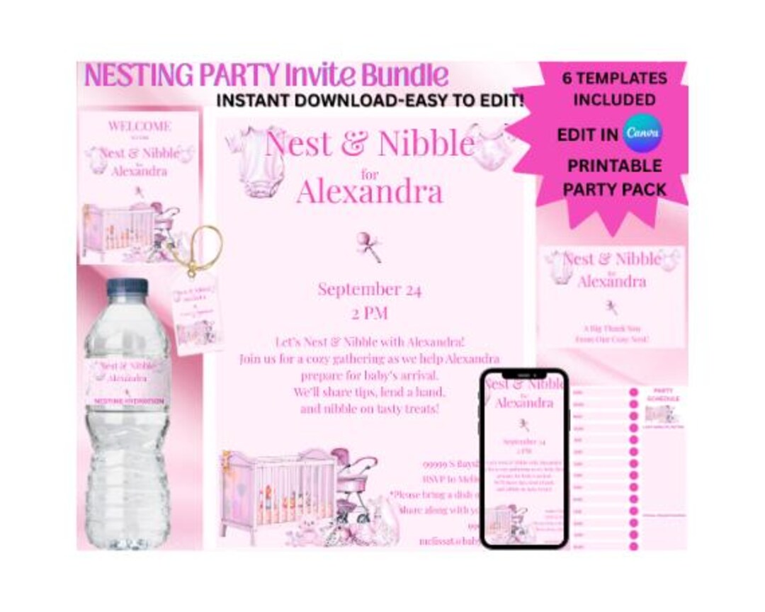 Nesting Party Printable Bundle | Cozy Pink Baby Shower Prep Games ...