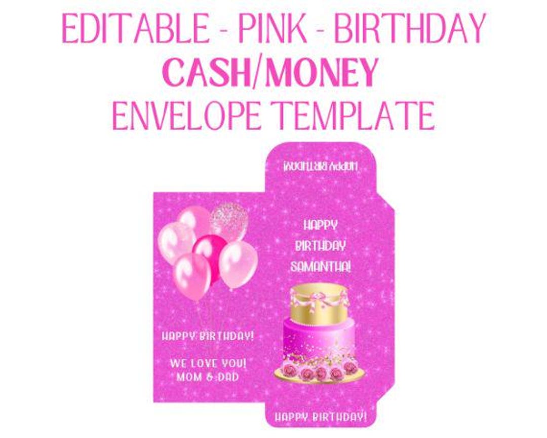 Pink Cash Envelope | Pink Money Template | Cash Envelope Template |cute ...