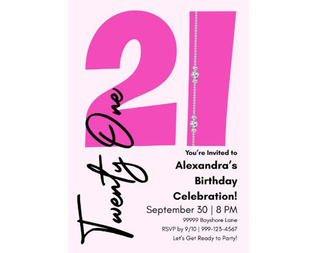 Editable 21st Birthday Invitation | Glam Birthday Party Template ...