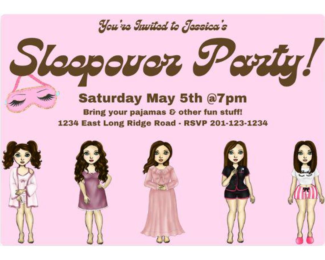 Sleepover Invitations | Girls Sleepover Games | Girls Sleepover Party ...