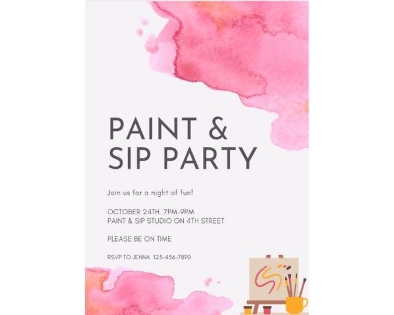 Paint and Sip Invitations | Sip and Paint Template | Canva Editable ...