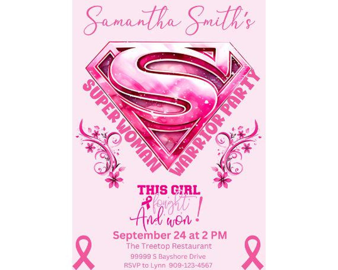 Breast Cancer Party Invitation | Breast Cancer Survivor Party Invitation | Breast Cancer Invite ...