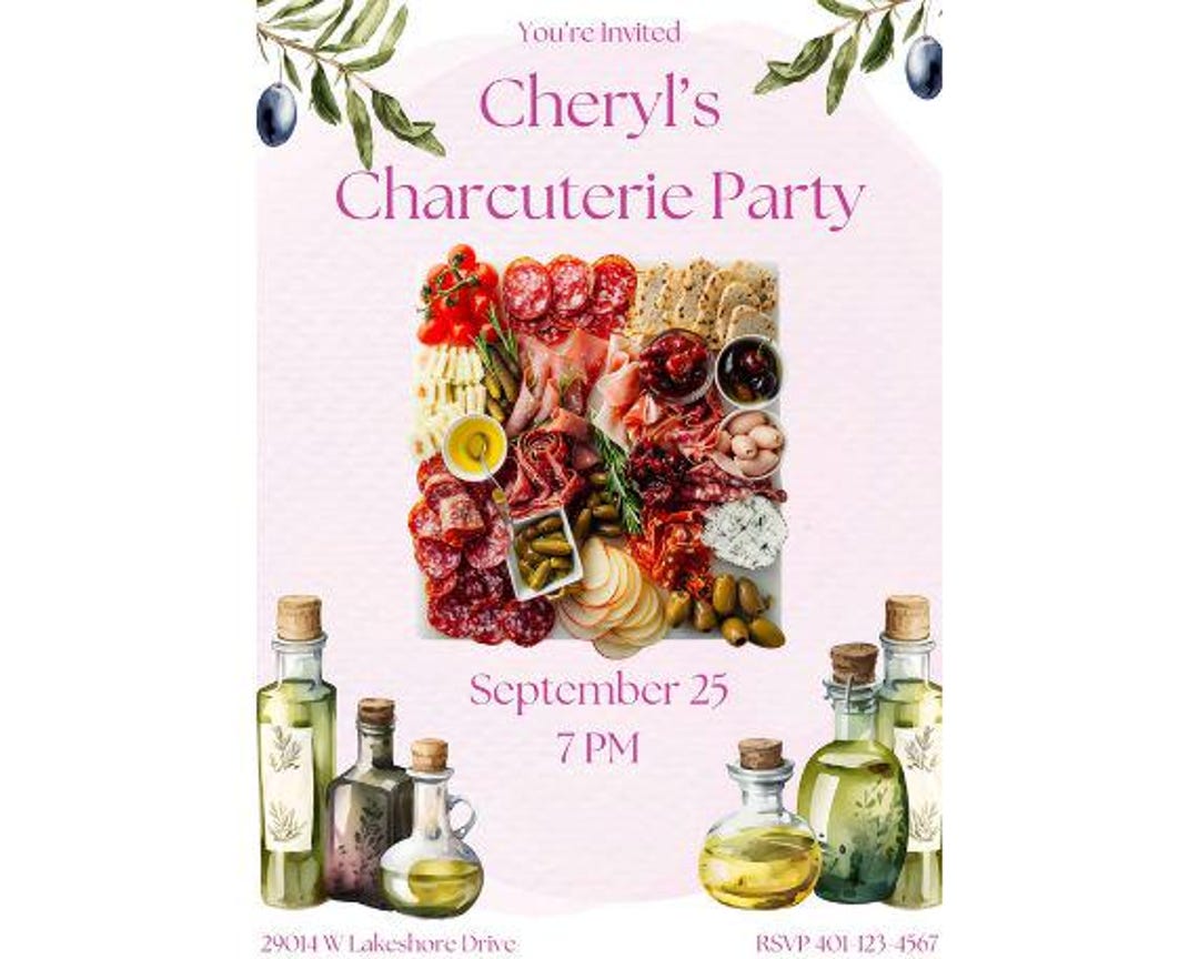 Charcuterie Party Invitations | Charcuterie Party Invites | Wine ...