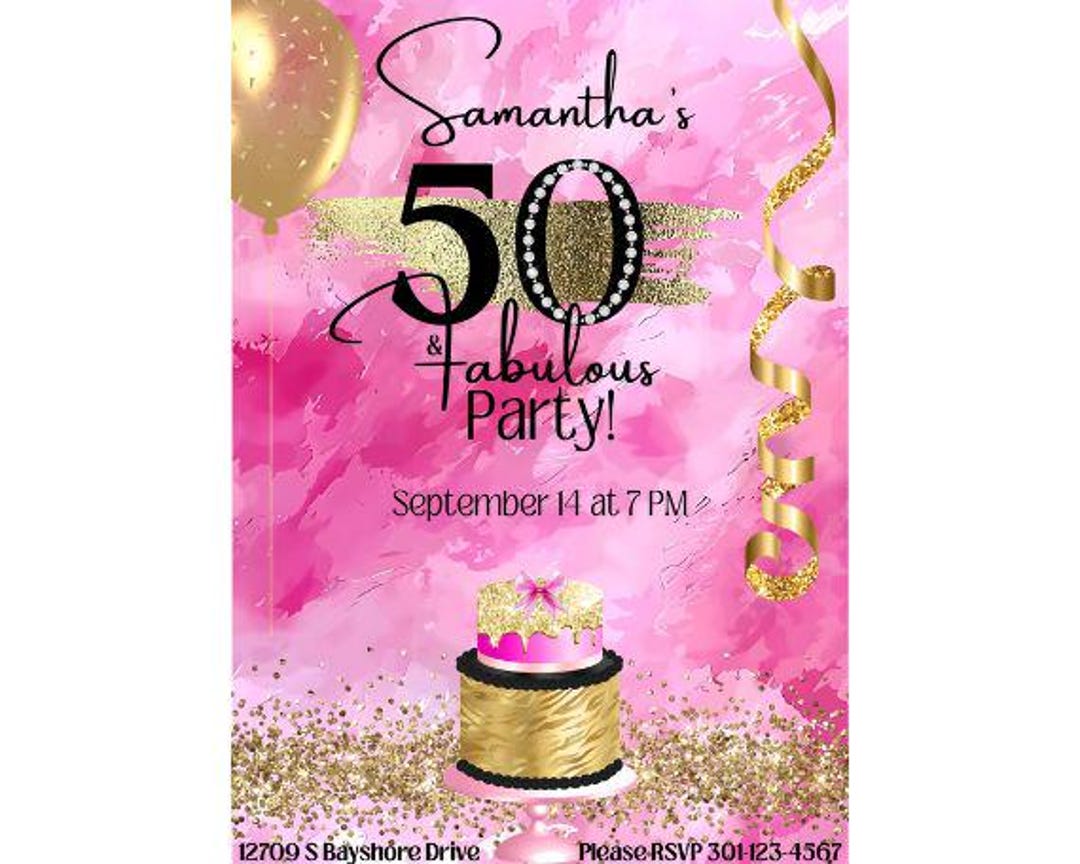 Women's 50th Birthday Invitation | 50 and Fabulous Invitation | 50th ...