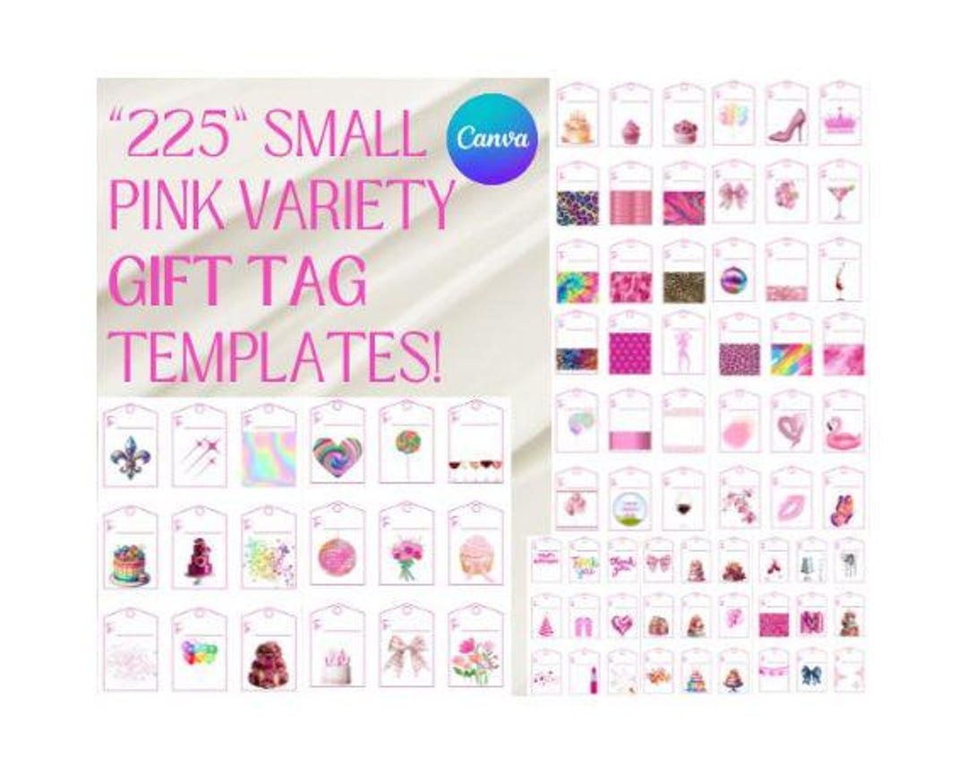 Small PINK Gift Tag Bundle | Gift Tag Set | Small Gift Tag Templates ...
