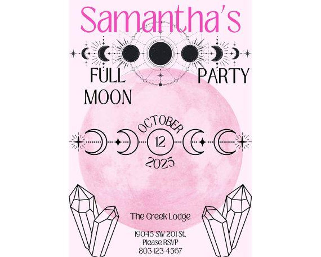 Full Moon Party Invitation | Full Moon Invitations | Moon Theme Party ...