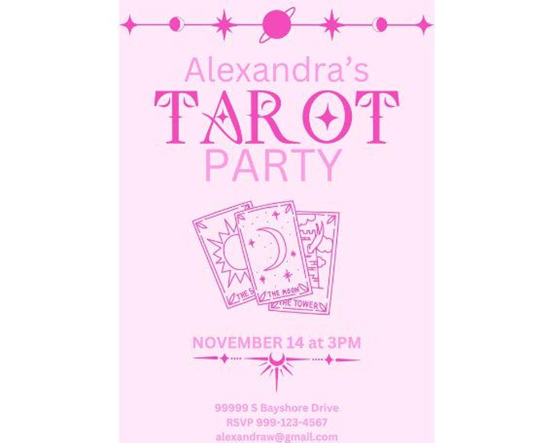 Tarot Party Invitation | Tarot Birthday Party Invites | Tarot Wedding ...