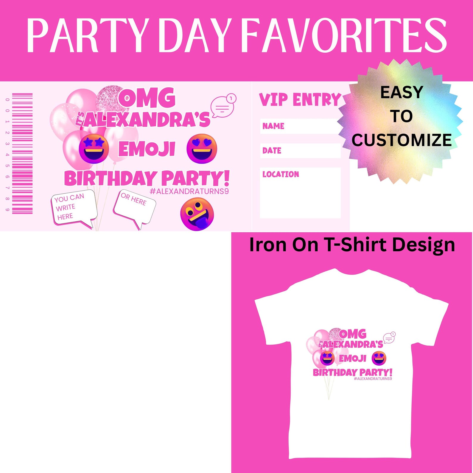 Emoji Party Invitation Bundle | Emoji Themed Birthday Invite and ...
