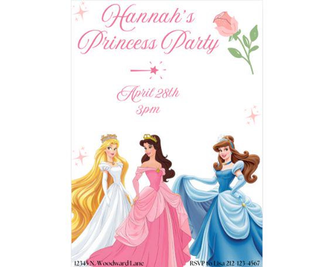Princess Party Invitations | Princess Party Invites | Princess Birthday ...