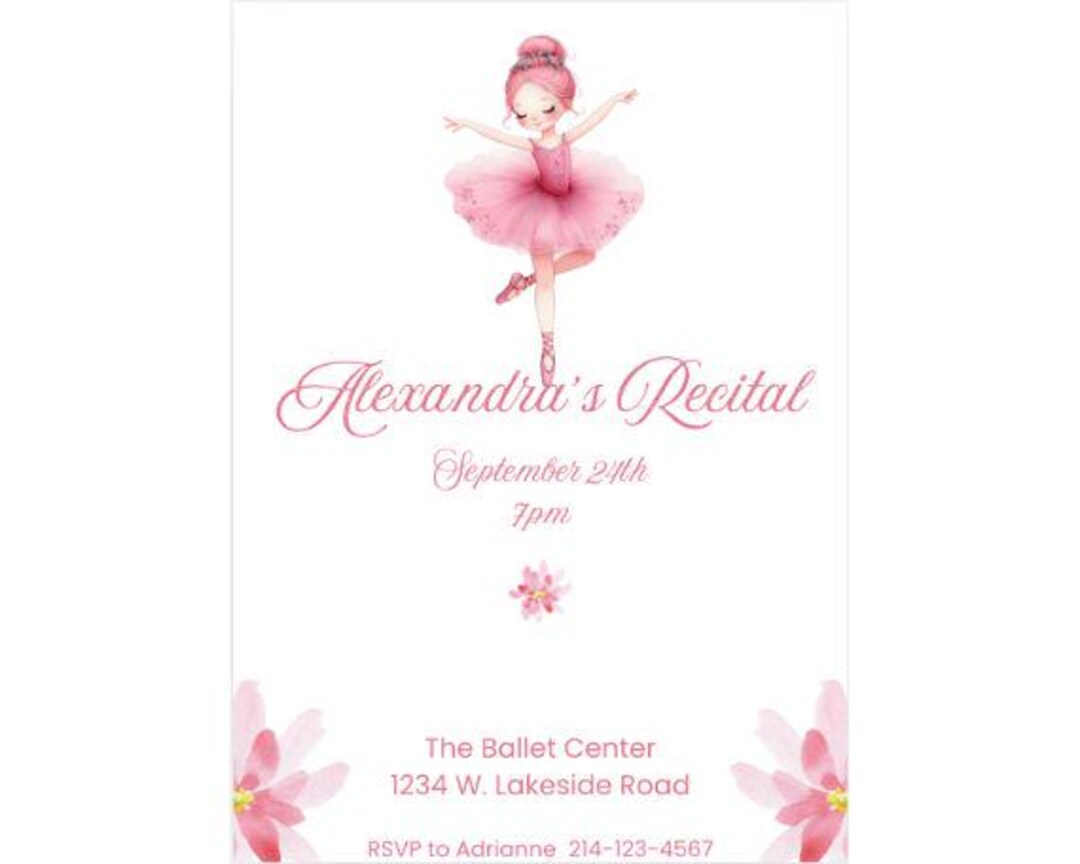 Ballet Invitation | Ballet Recital Invite | Cute Ballet Invitation ...