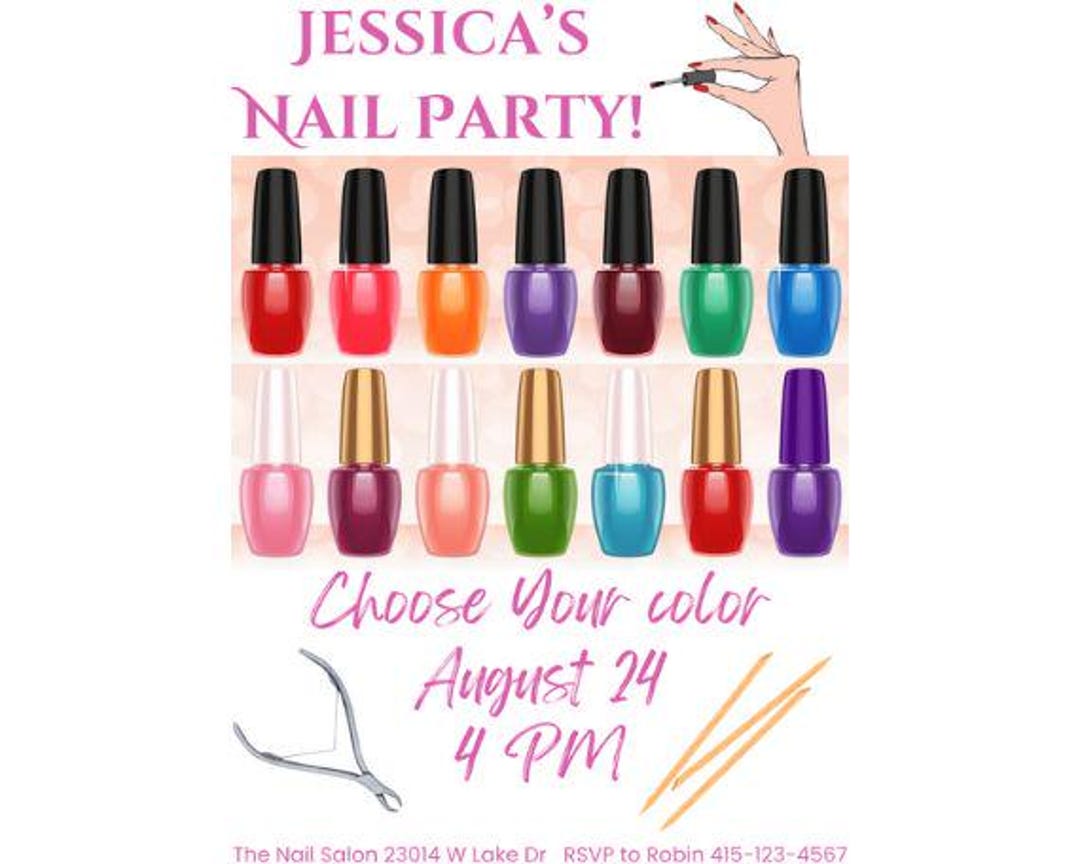 Editable Nail Party Invite | Nail Party Invitation | Nail Polish Party ...