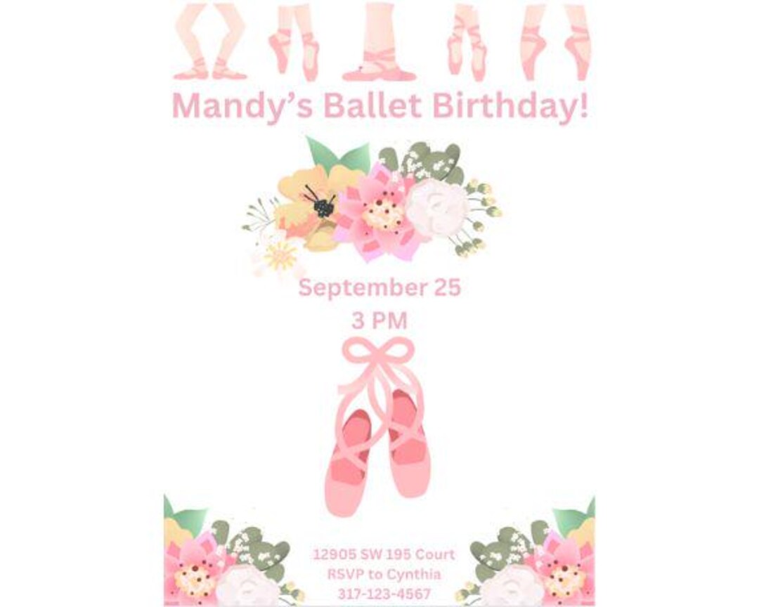 Ballet Party Invitation | Ballet Party Invite | Cute Ballet Invitation ...