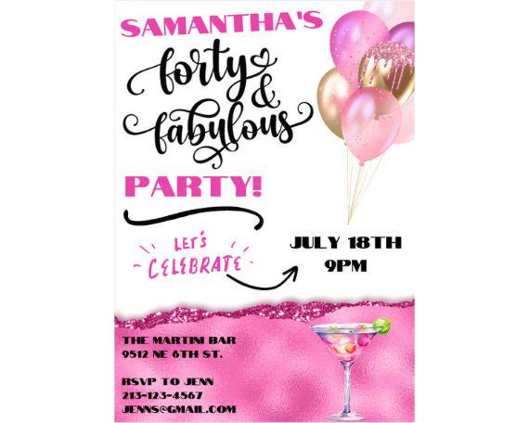 40 and Fabulous Invitation | Fabulous and 40 Invites | 40 and Fabulous ...