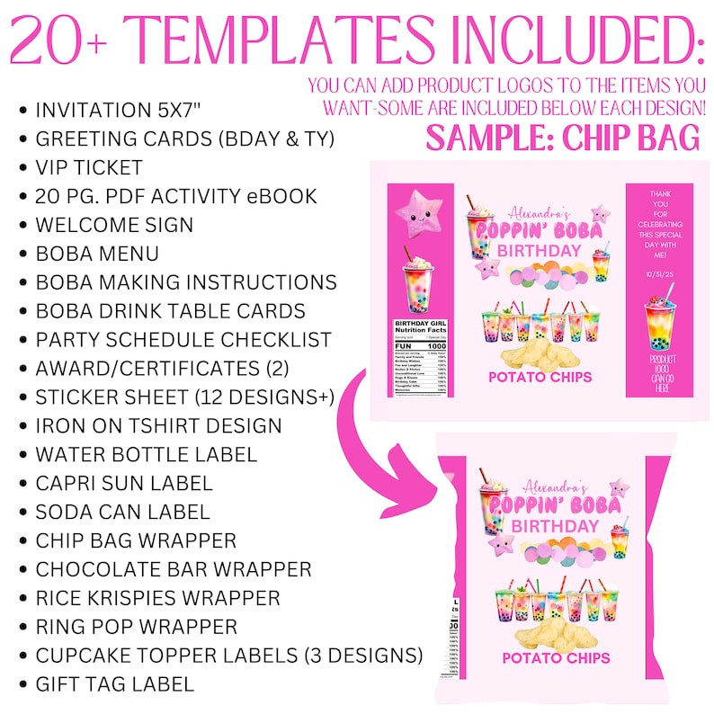 Boba Bubble Tea Birthday Party Bundle | Printable Activities & Games ...