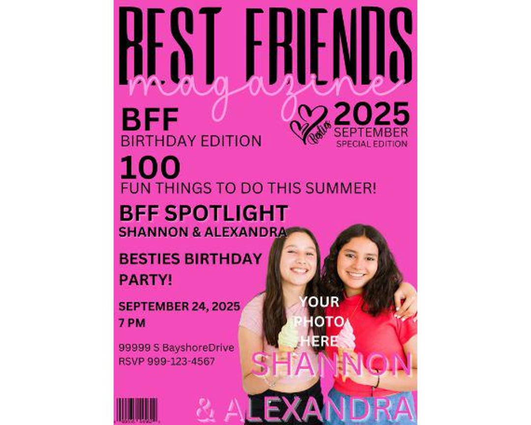 Joint Party Invite | Joint Birthday Invites Magazine Cover | Joint ...