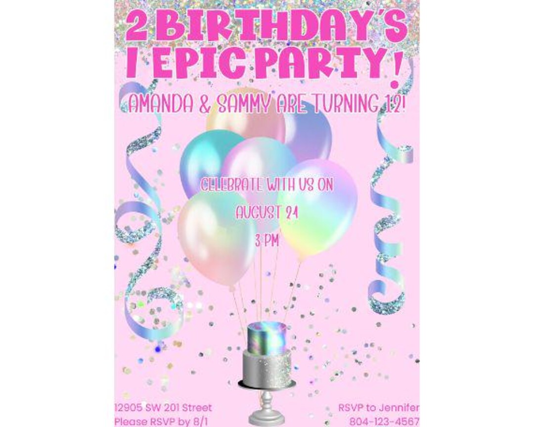 Joint Birthday Party Invitations | Joint Party Invites | Combined ...