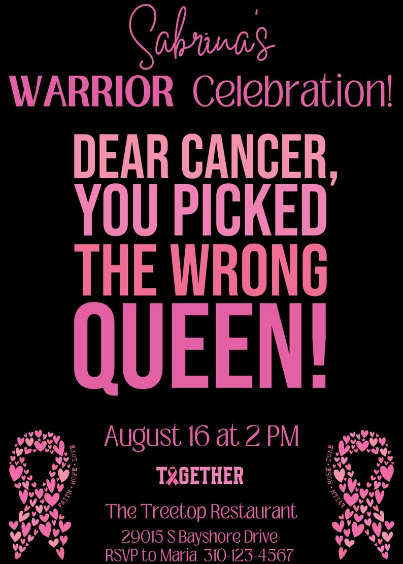 Breast Cancer Party Invitation | Breast Cancer Survivor Party ...