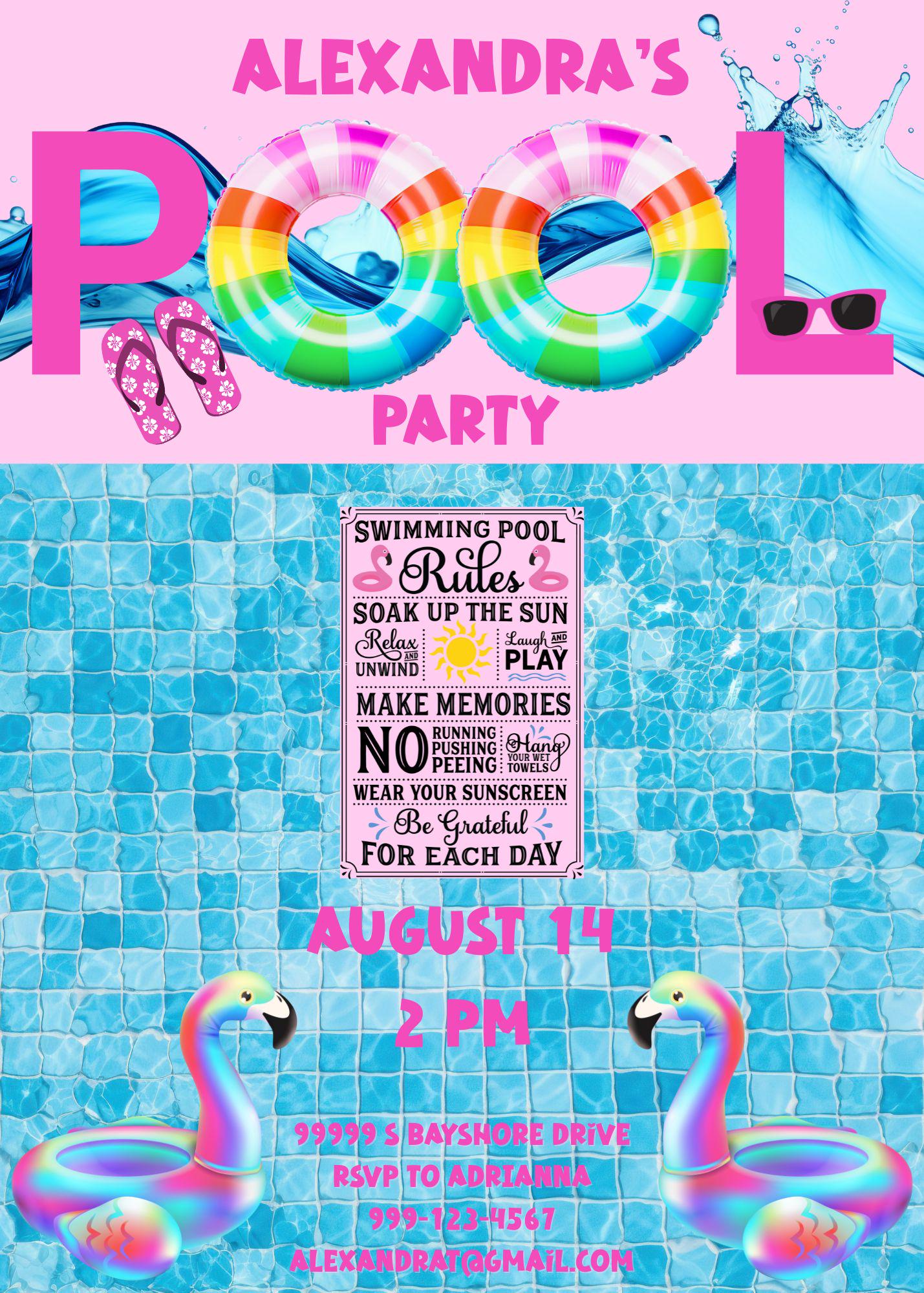 Pool Party Invitation Bundle | Pool Party Girl | Editable Pool Party ...