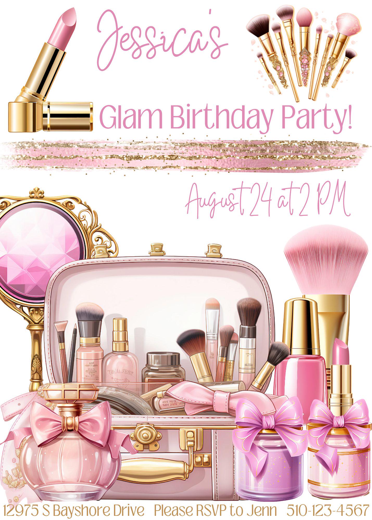 Makeover Birthday Invitation | Glam Party Invitation | Makeover Party ...