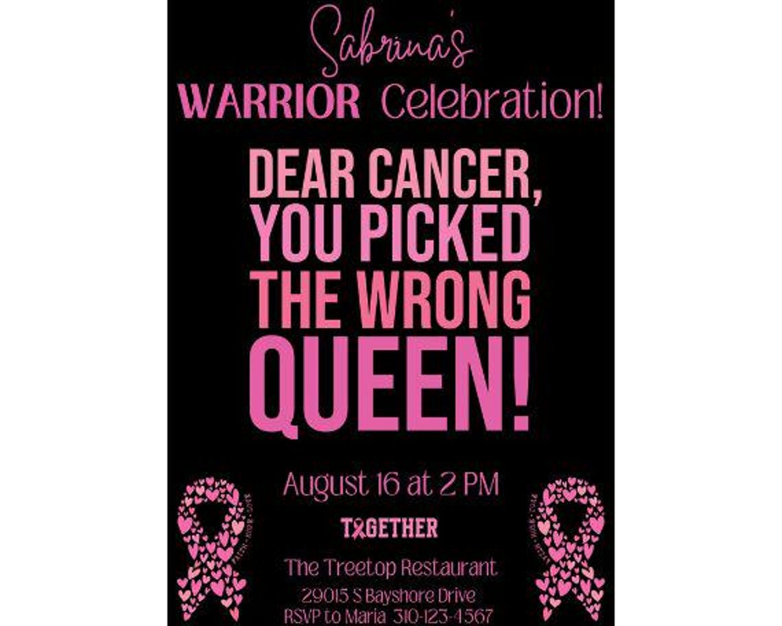 Breast Cancer Party Invitation | Breast Cancer Survivor Party ...